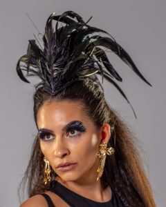 Black and Peacock Green Feather Mohawk Fascinator Pillbox - Maighread ...