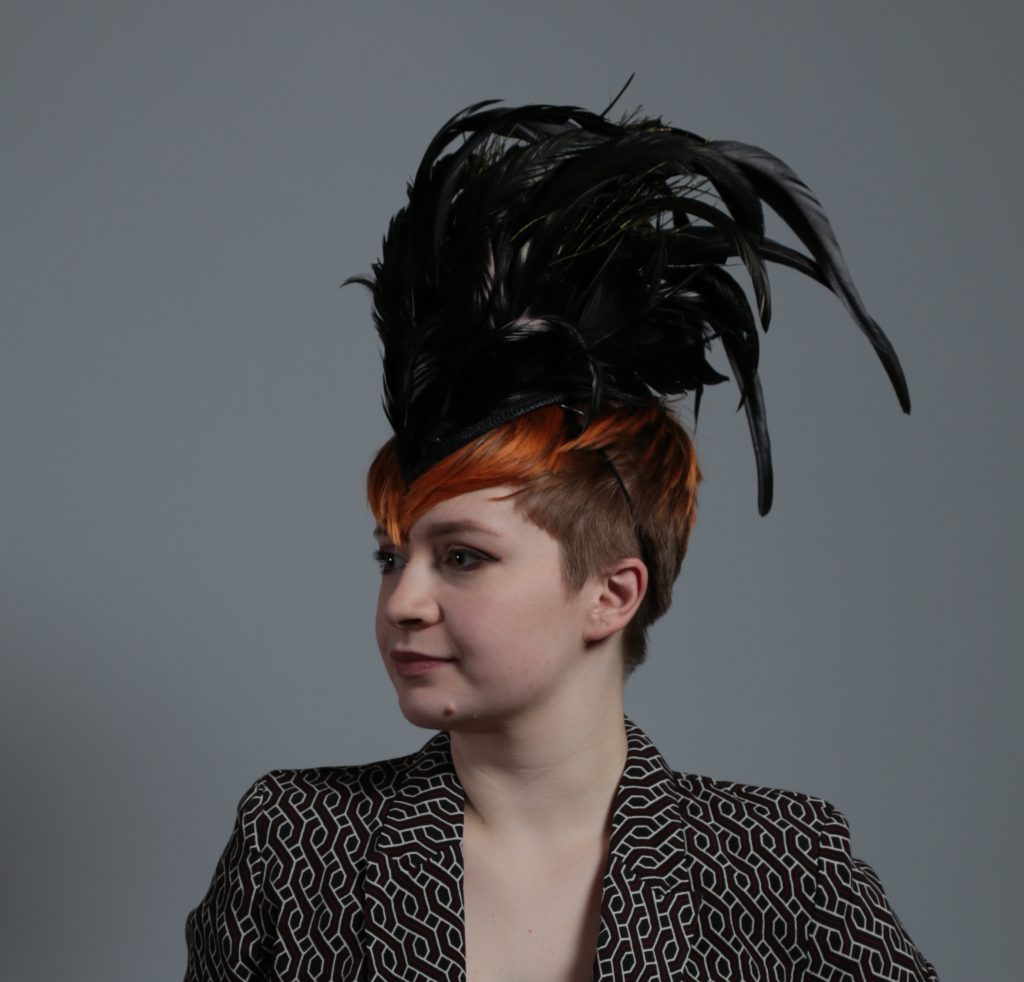 Black and Peacock Green Feather Mohawk Fascinator Pillbox - Maighread ...