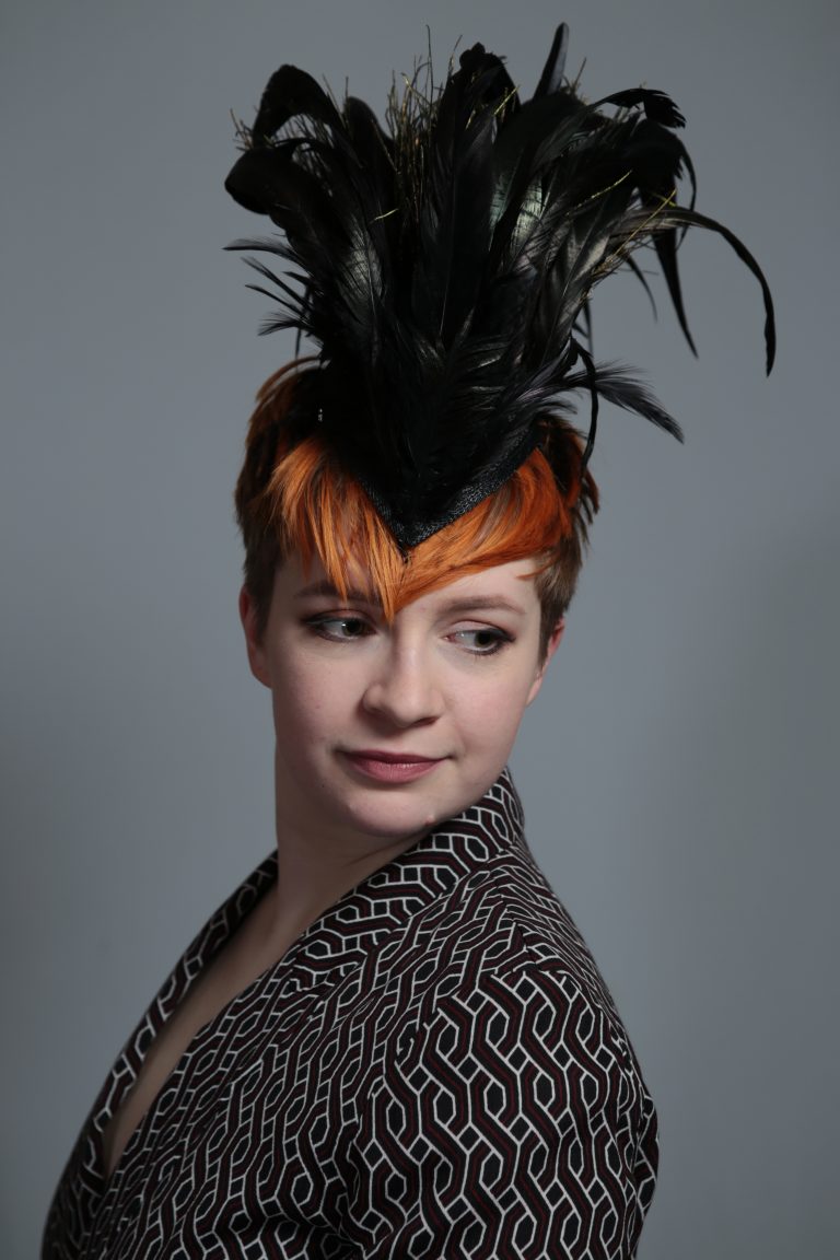 Black and Peacock Green Feather Mohawk Fascinator Pillbox - Maighread ...