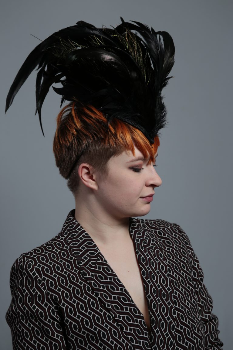 Black and Peacock Green Feather Mohawk Fascinator Pillbox - Maighread ...