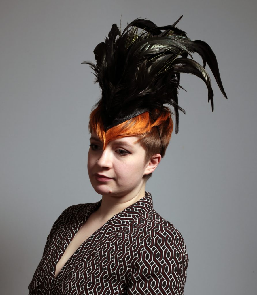 Black and Peacock Green Feather Mohawk Fascinator Pillbox - Maighread ...