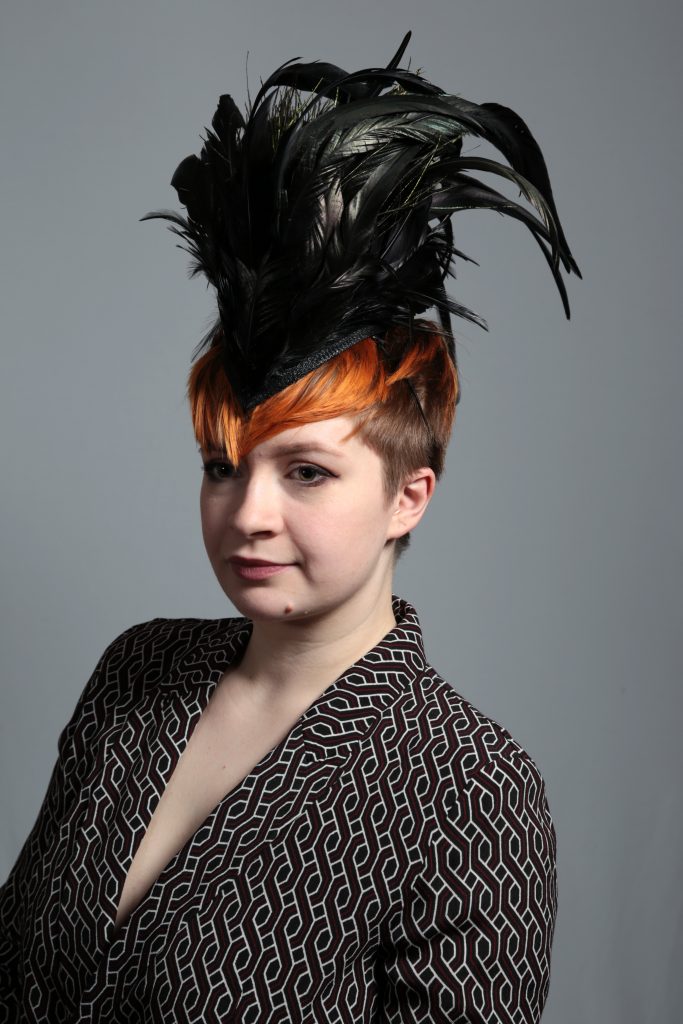 Black and Peacock Green Feather Mohawk Fascinator Pillbox - Maighread ...