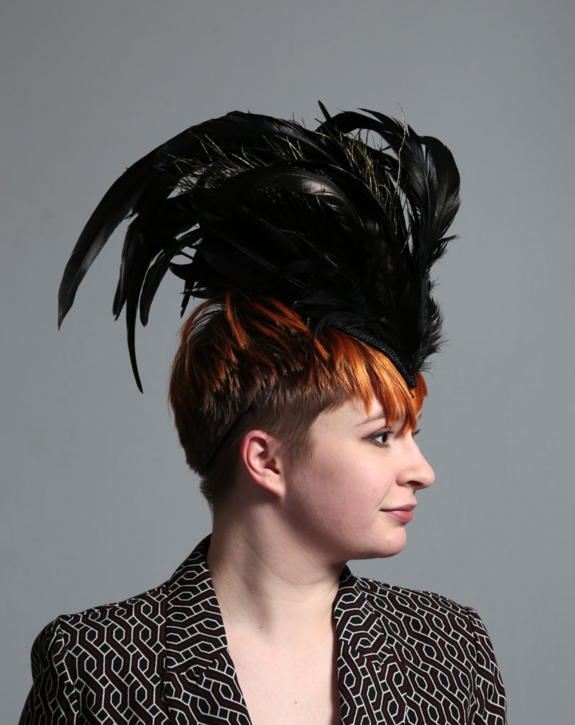 Black and Peacock Green Feather Mohawk Fascinator Pillbox - Maighread ...