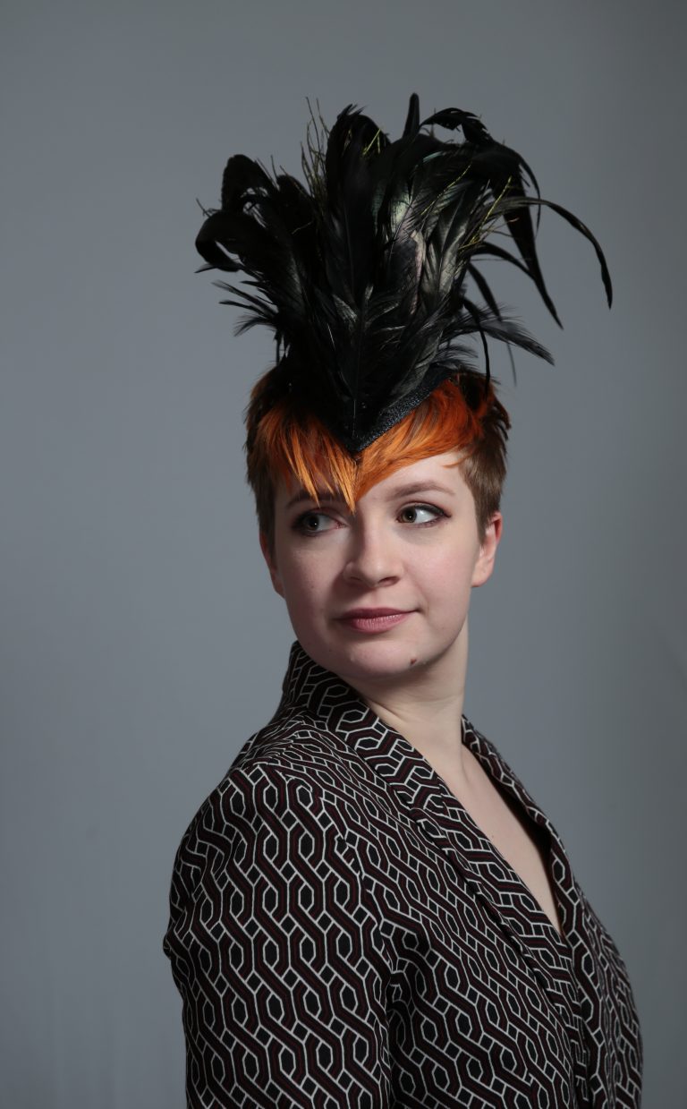 Black and Peacock Green Feather Mohawk Fascinator Pillbox - Maighread ...
