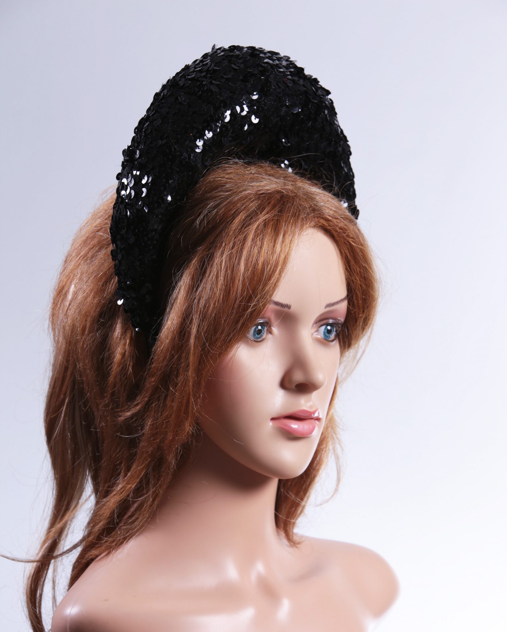 Black Sequin Double sided Halo Crown headband Headpiece Fascinator Hat ...