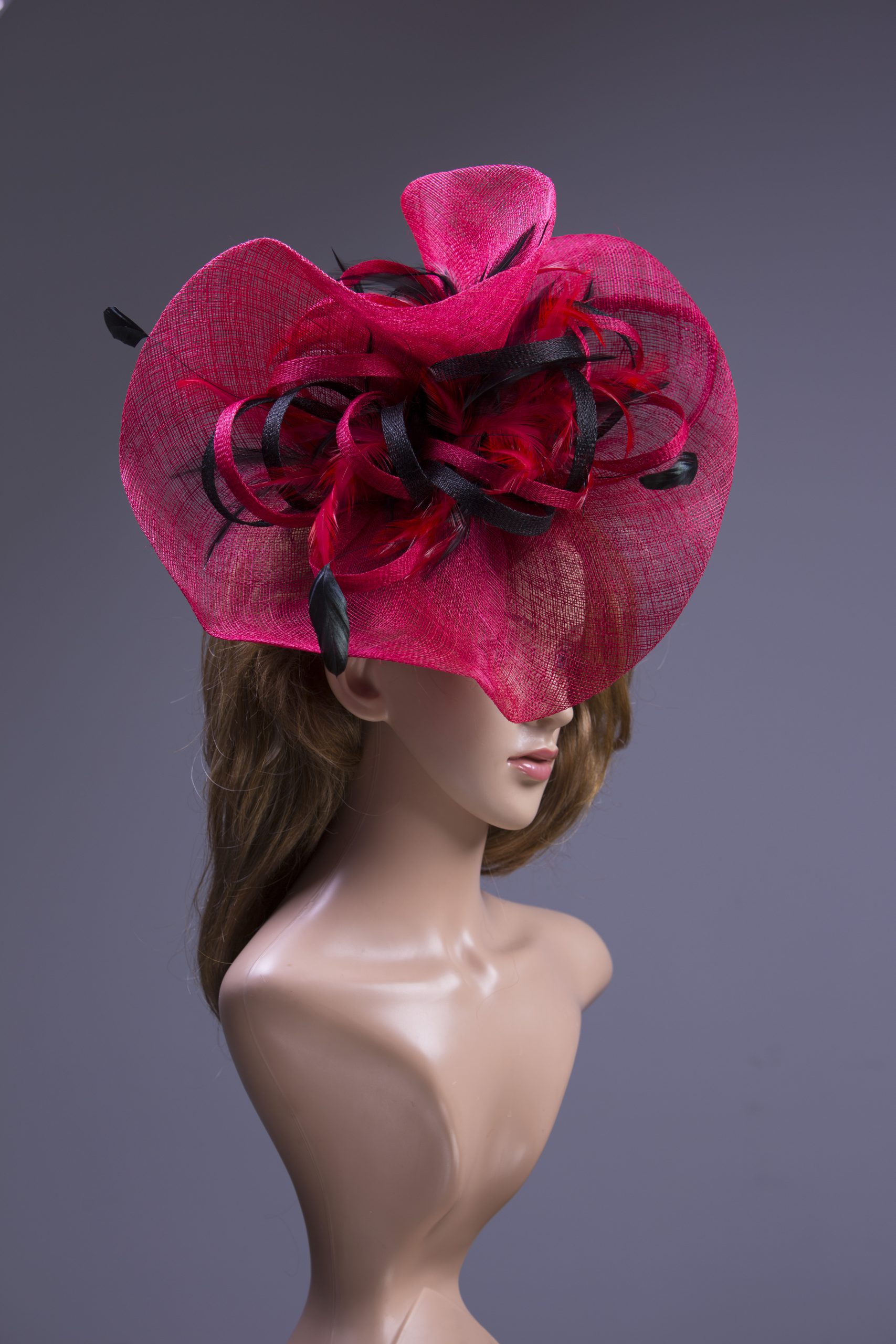 Red and Black feather saucer fascinator hatinator hat - Maighread ...
