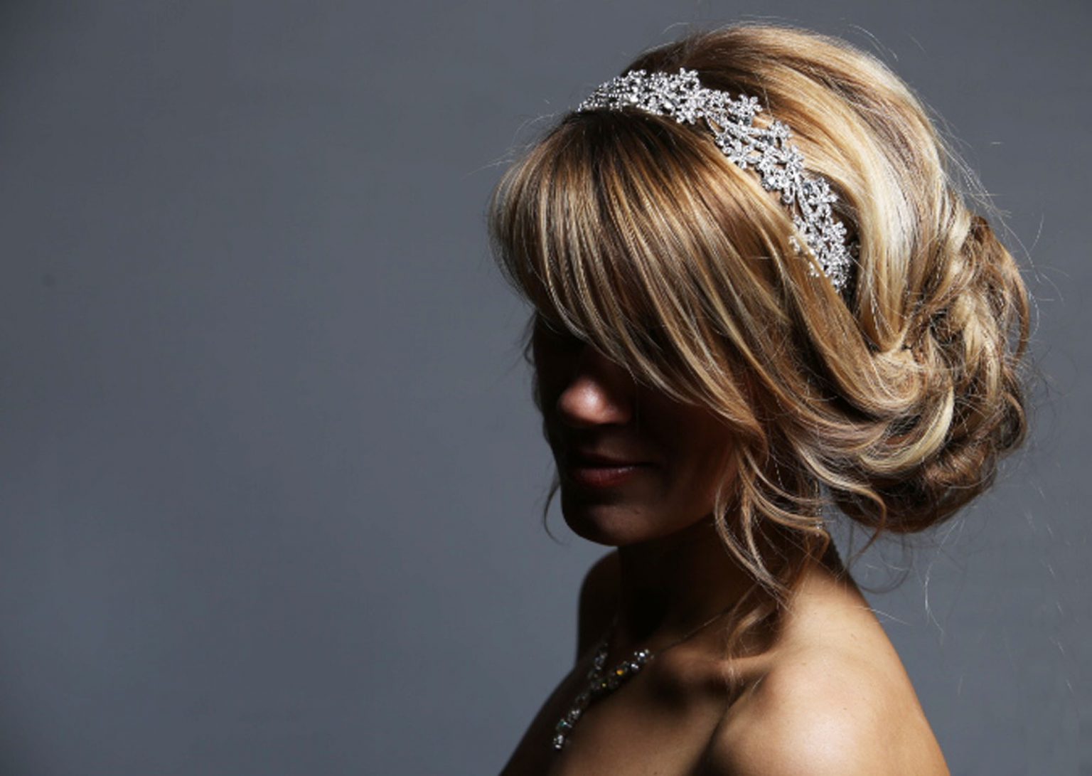 Silver rhinestone diamante fascinator headband or crown - ready to send ...