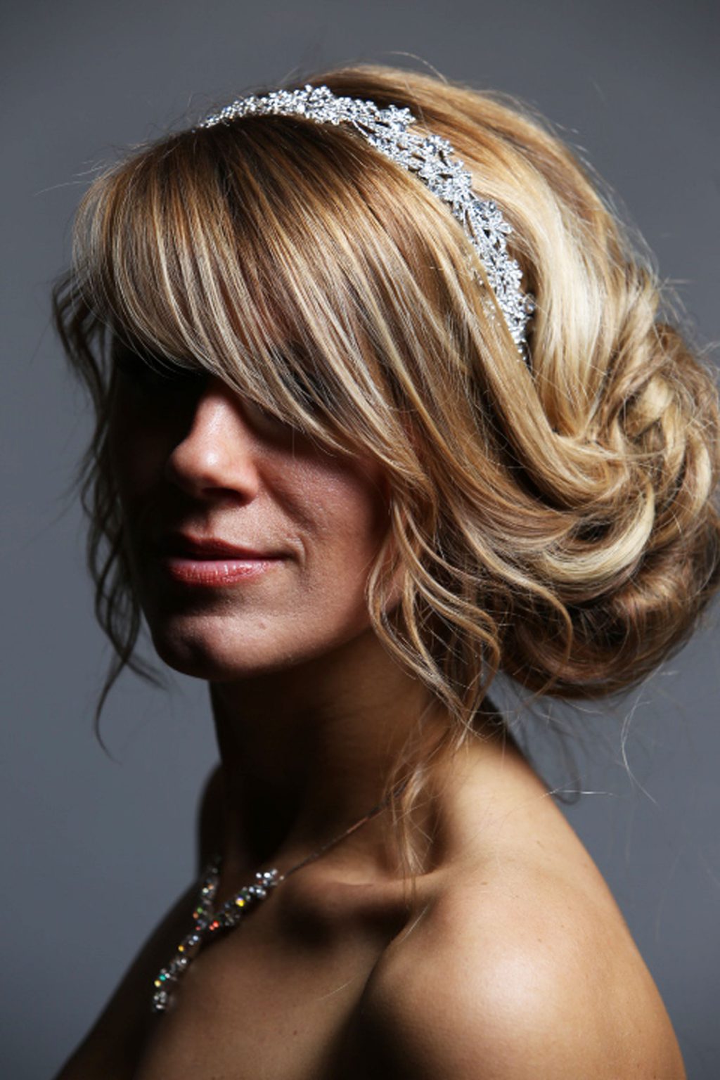 Silver rhinestone diamante fascinator headband or crown - ready to send ...