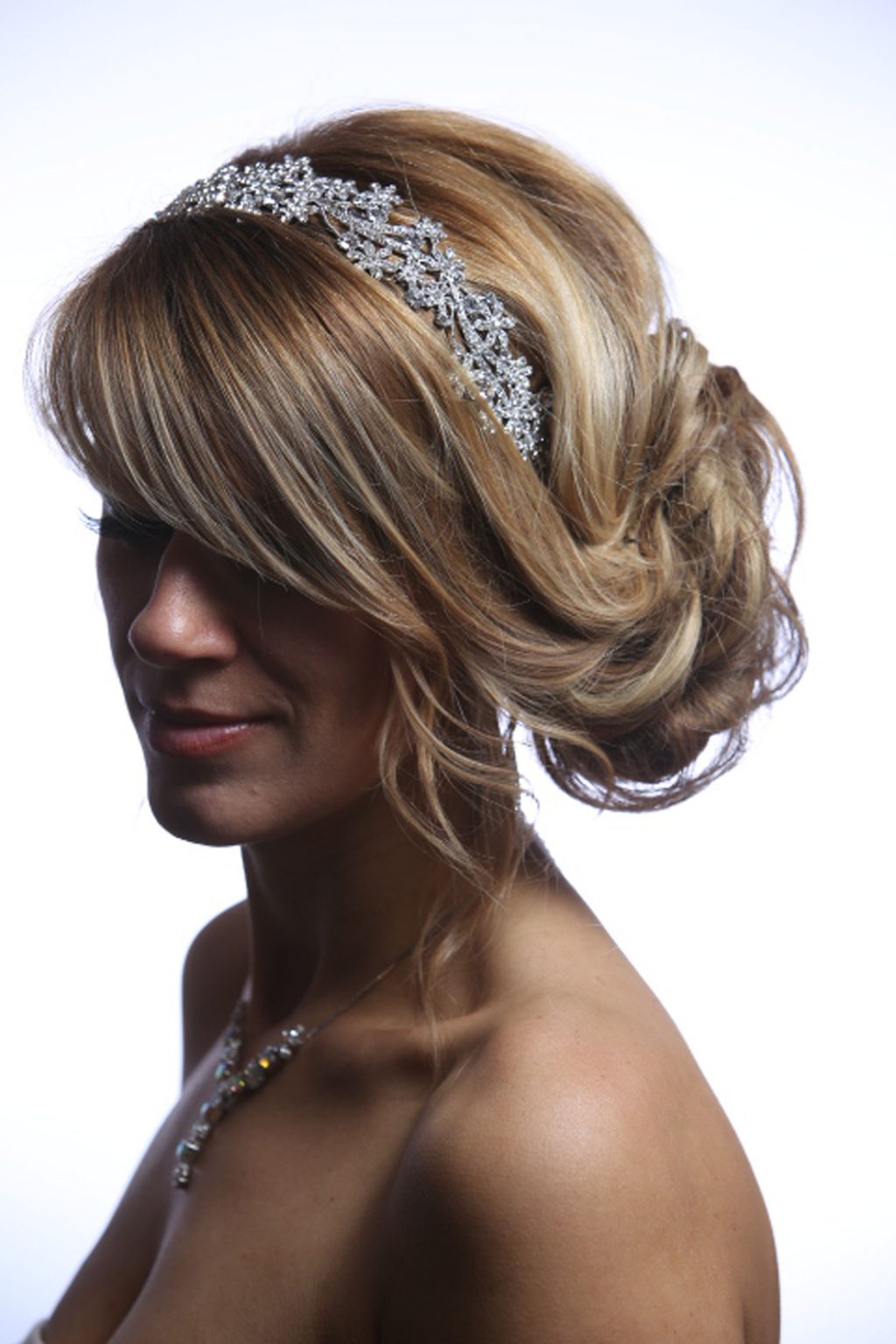 Silver rhinestone diamante fascinator headband or crown - ready to send ...