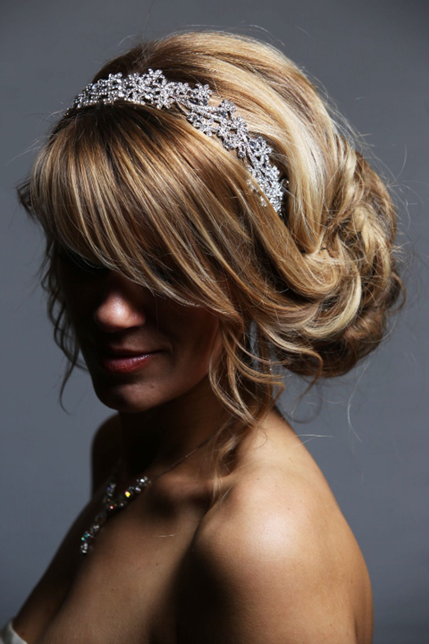 Silver rhinestone diamante fascinator headband or crown - ready to send ...